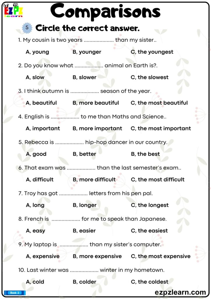 Adjectives Grammar Worksheet Free Printable